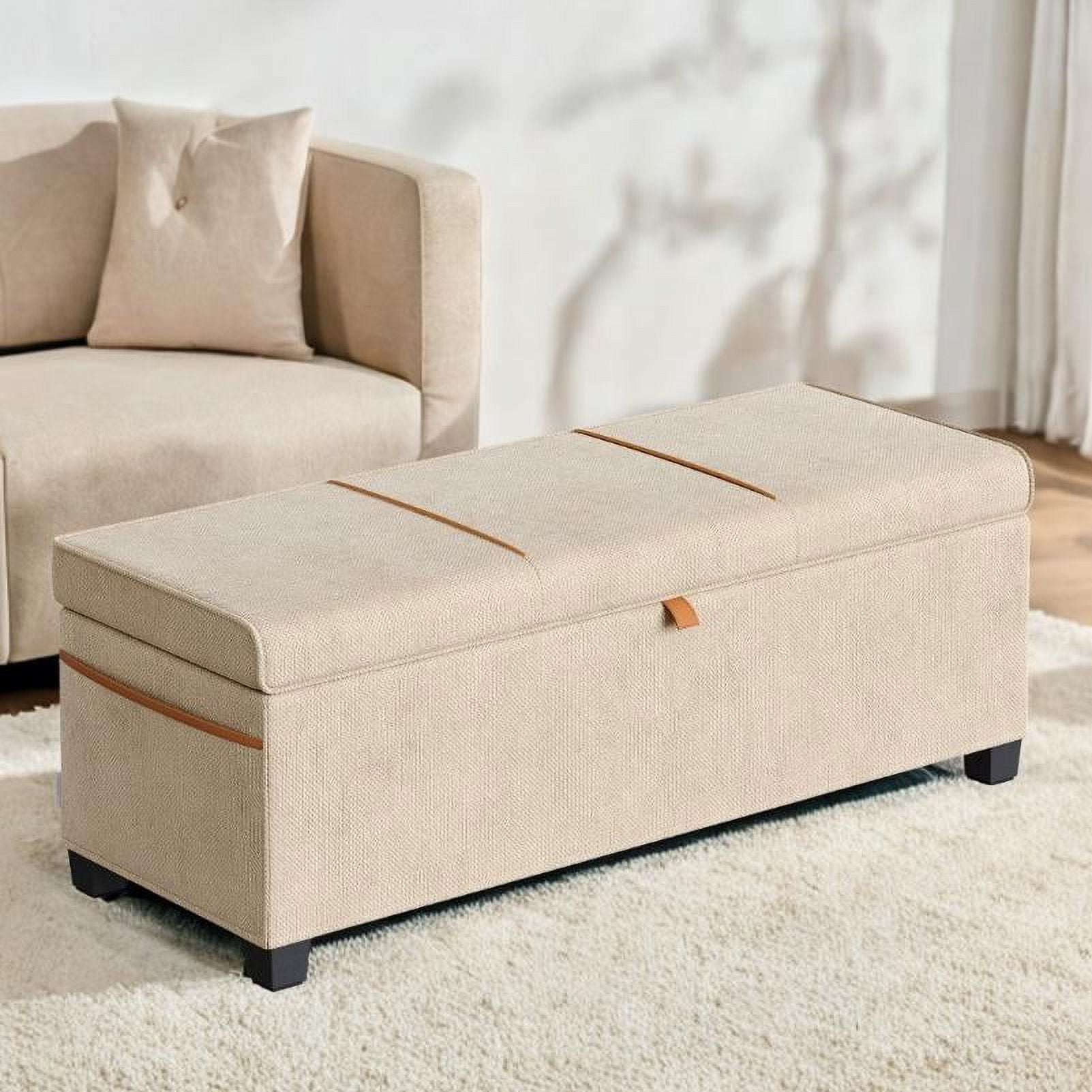 SONGMICS HOME 43.3" Storage Ottoman Bench 27 Gal (103 L) Capacity End ...