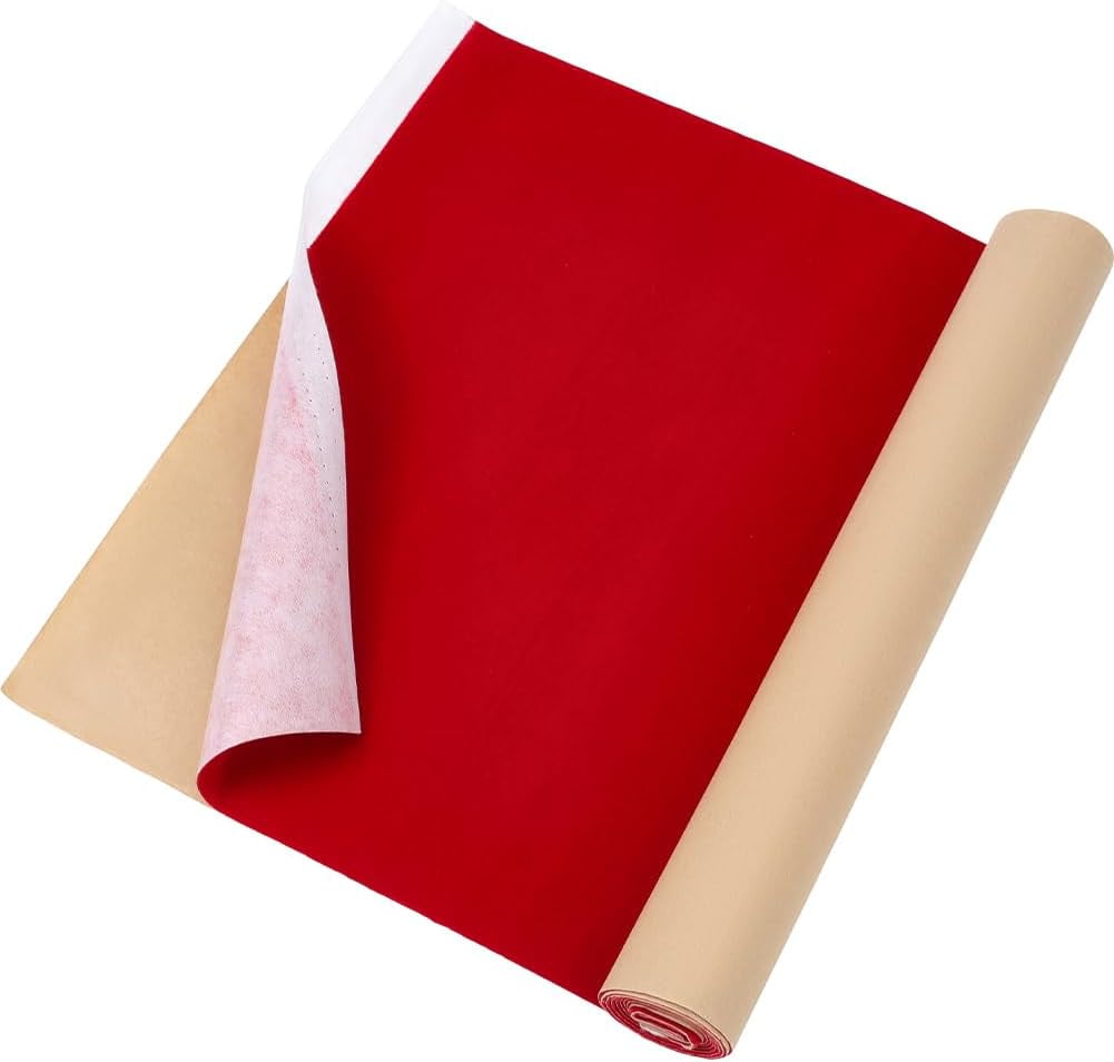 15.7x60.6 Inch Red Velvet Self Adhesive Felt Material Soft Repair Patch Flock Backing Paper ...