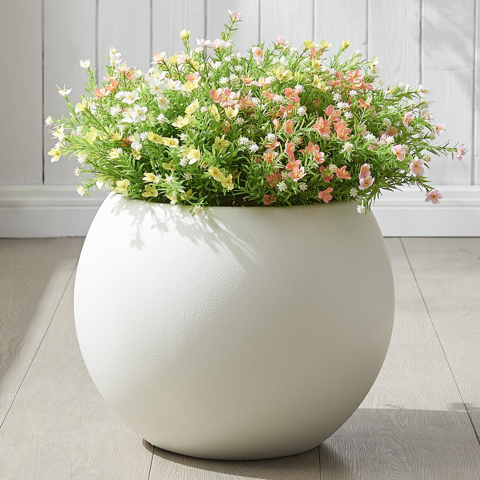 15.8" Dia x 12.2" H, 10.5" Opening, Sphere Plastic Planter with ...