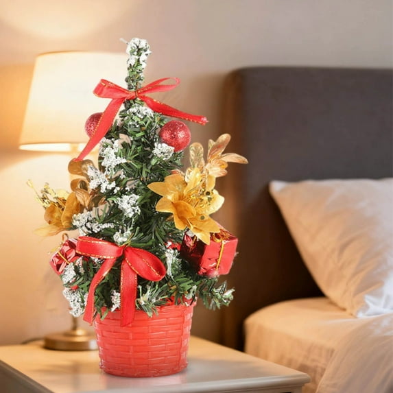 15.8 Inch Artificial Christmas Tree, Mini Xmas Pine Tree with Basket ...