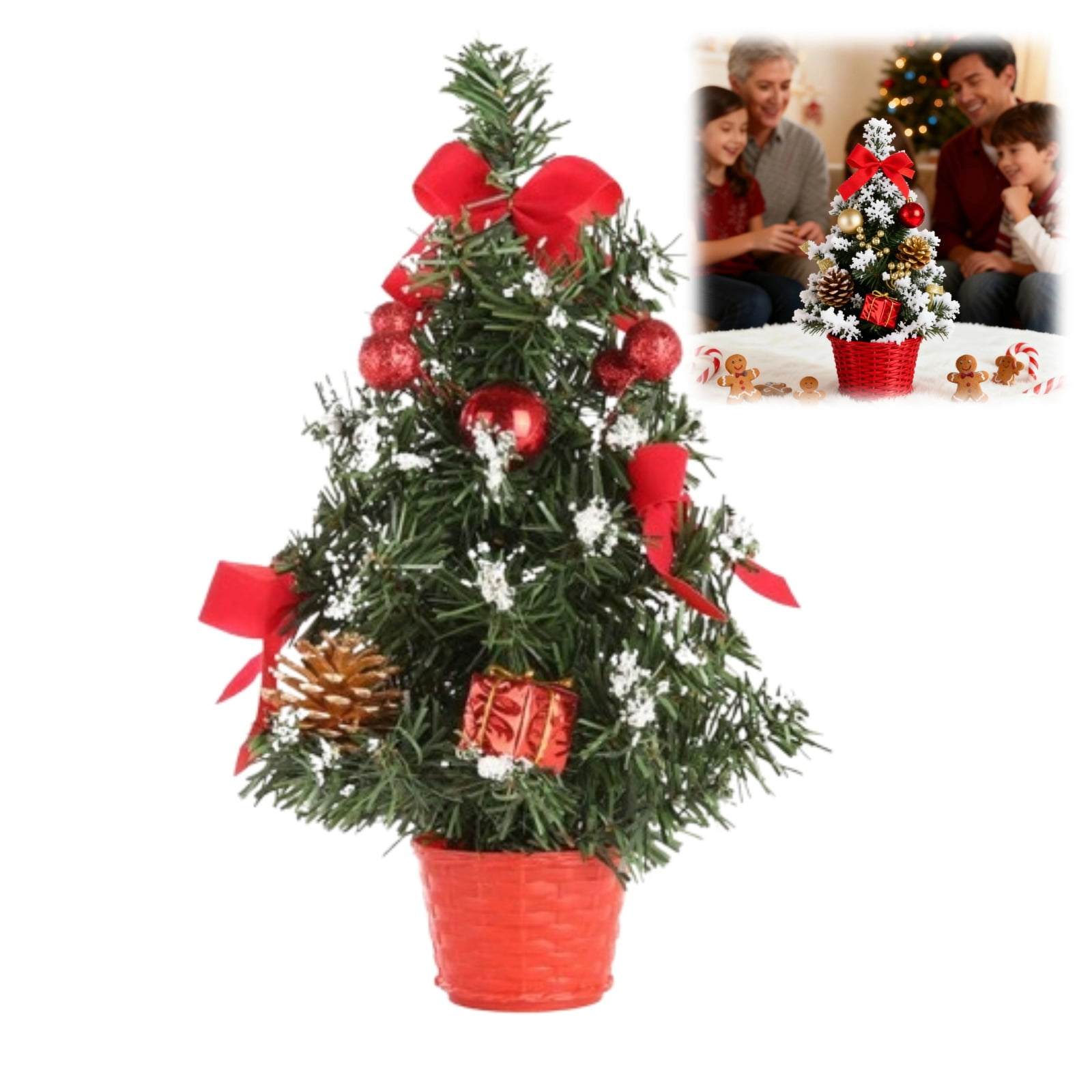 15.8 Inch DIY Mini Artificial Christmas Tree, Small Tabletop Xmas Tree ...
