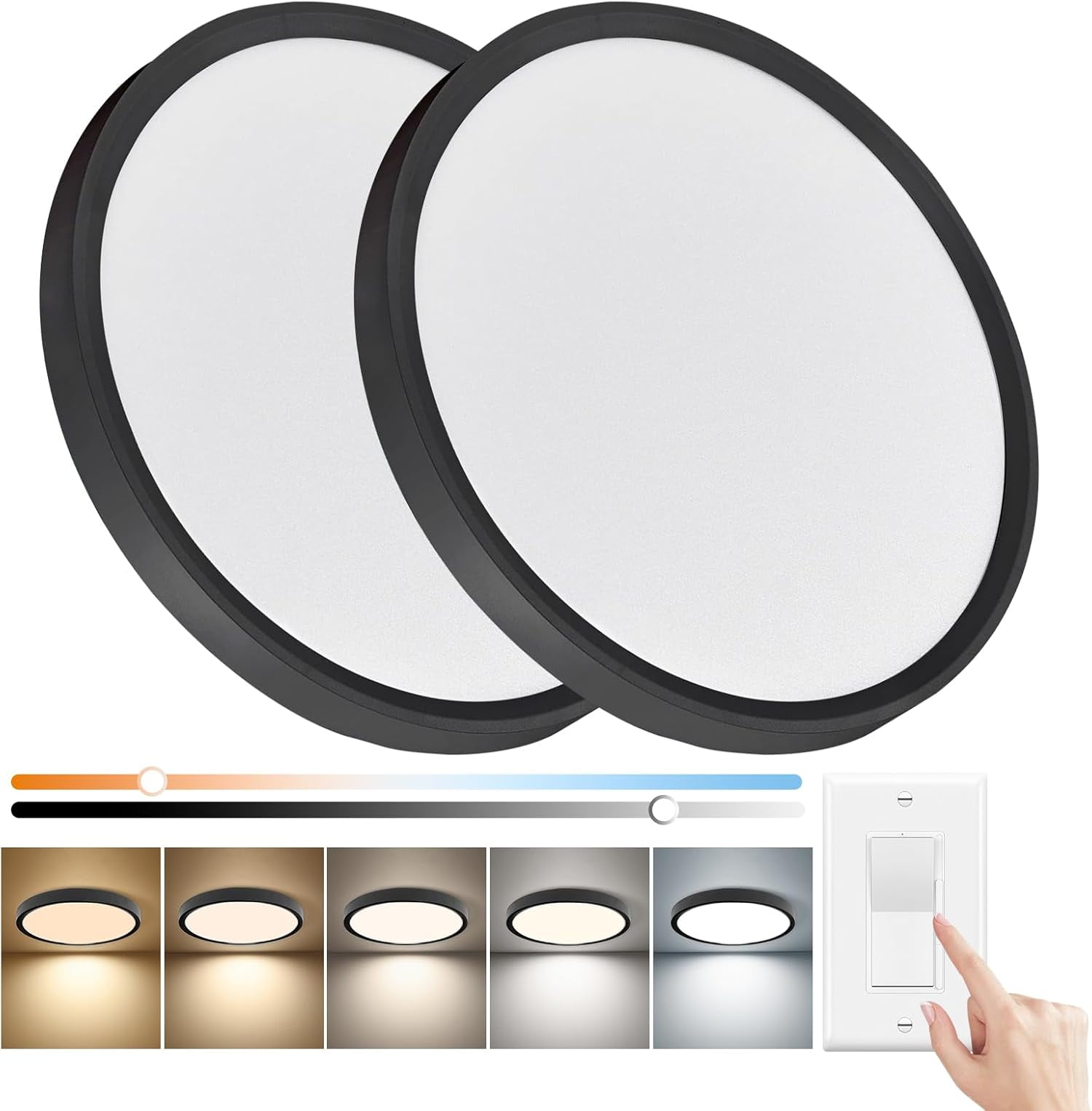 15.8 Inch Dimmable Flush Mount Ceiling Light, 32W, 3480LM, 3000K/3700K ...