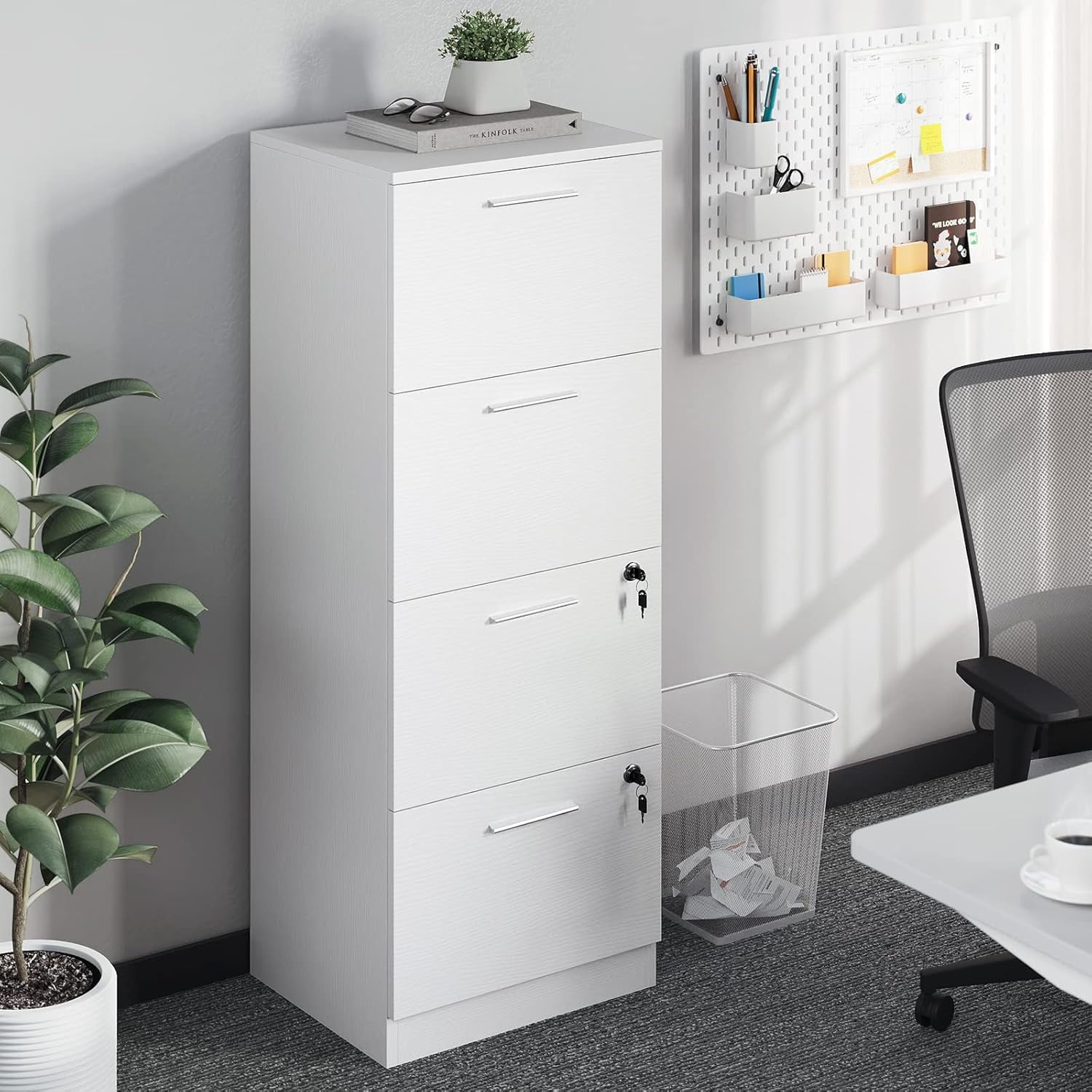 15.8" W White Vertical 4-Drawer Filing Cabinet, Chests of Drawers, Deep ...