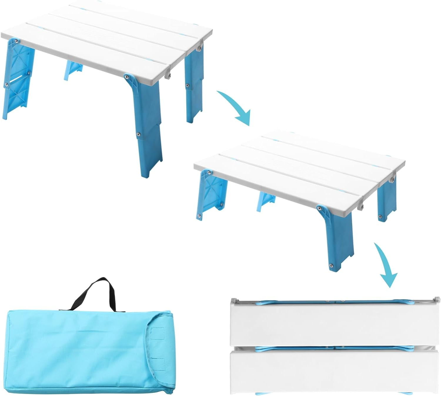 15.9"x14.2"x9.6" Large Portable Folding Beach Table for Sand Foldable ...