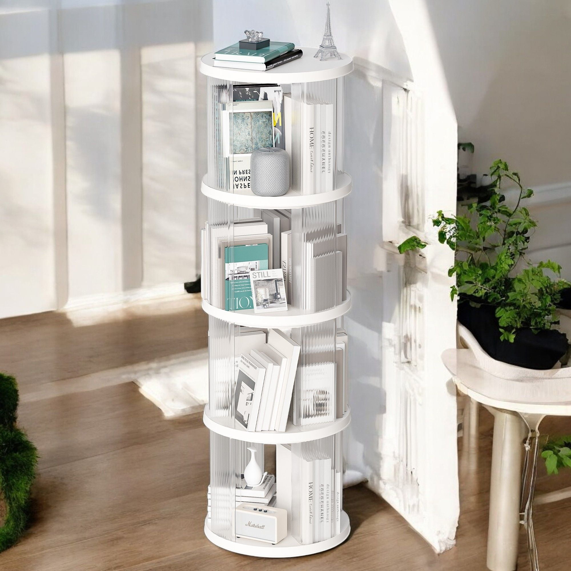 15.94 Inch Five-Tier Rotating Display Shelf with Clear Acrylic Panels ...