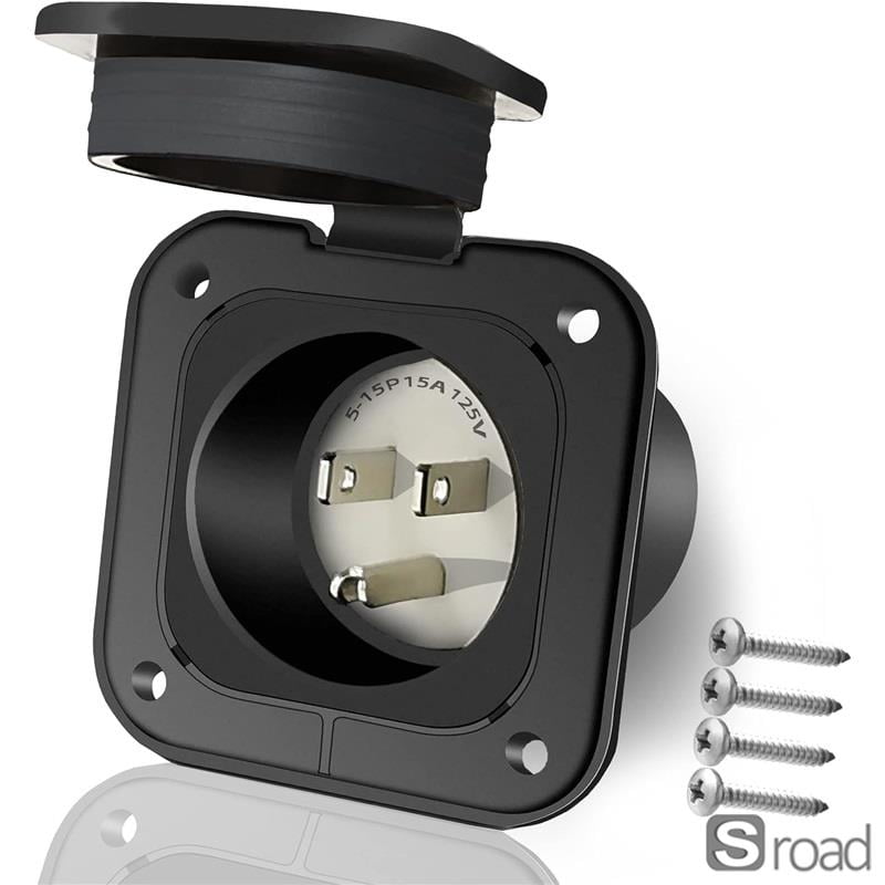 15 Amp 125V Power Inlet Receptacle With 18-Inch Cord, NEMA 5-15R ...
