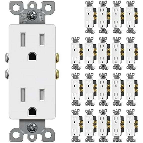15 Amp Decorator Wall Receptacle Outlet, -Safe Tamper Resistant ...