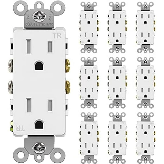 15 Amp Decorator Wall Receptacle, Standard Electrical Outlet, Tamper ...