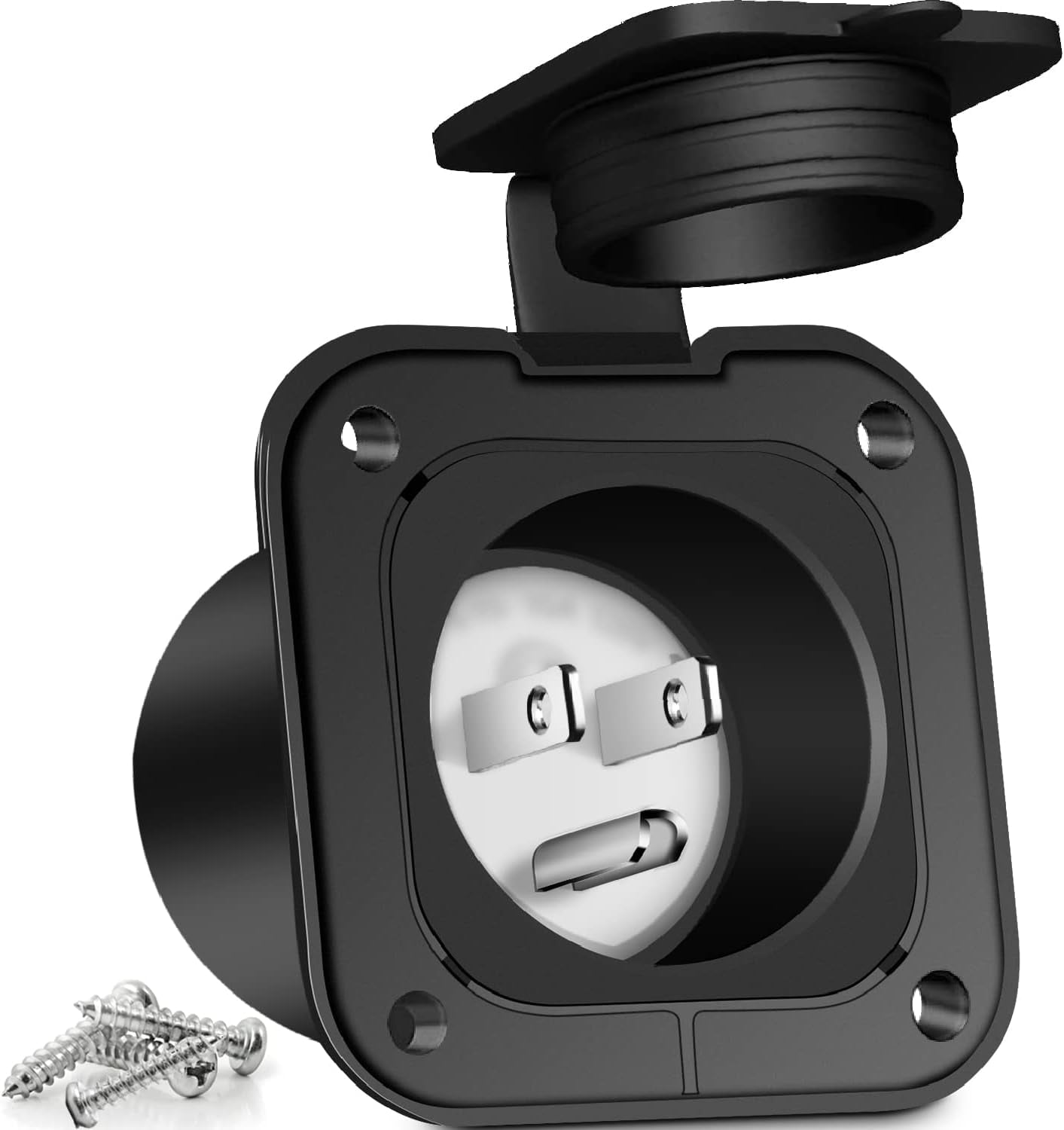 15 Amp Flanged Inlet | Waterproof RV Shore Power Flanged Receptacle ...