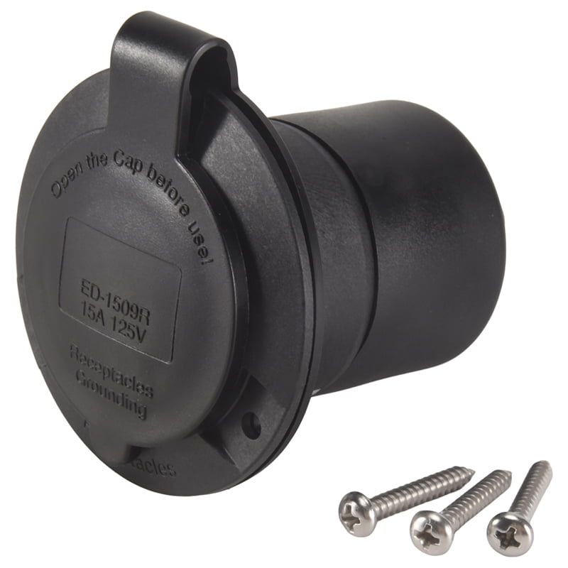 15 Amp Flanged Shore Power Outlet 125 Volt NEMA 5-15R Receptacle, 2 ...