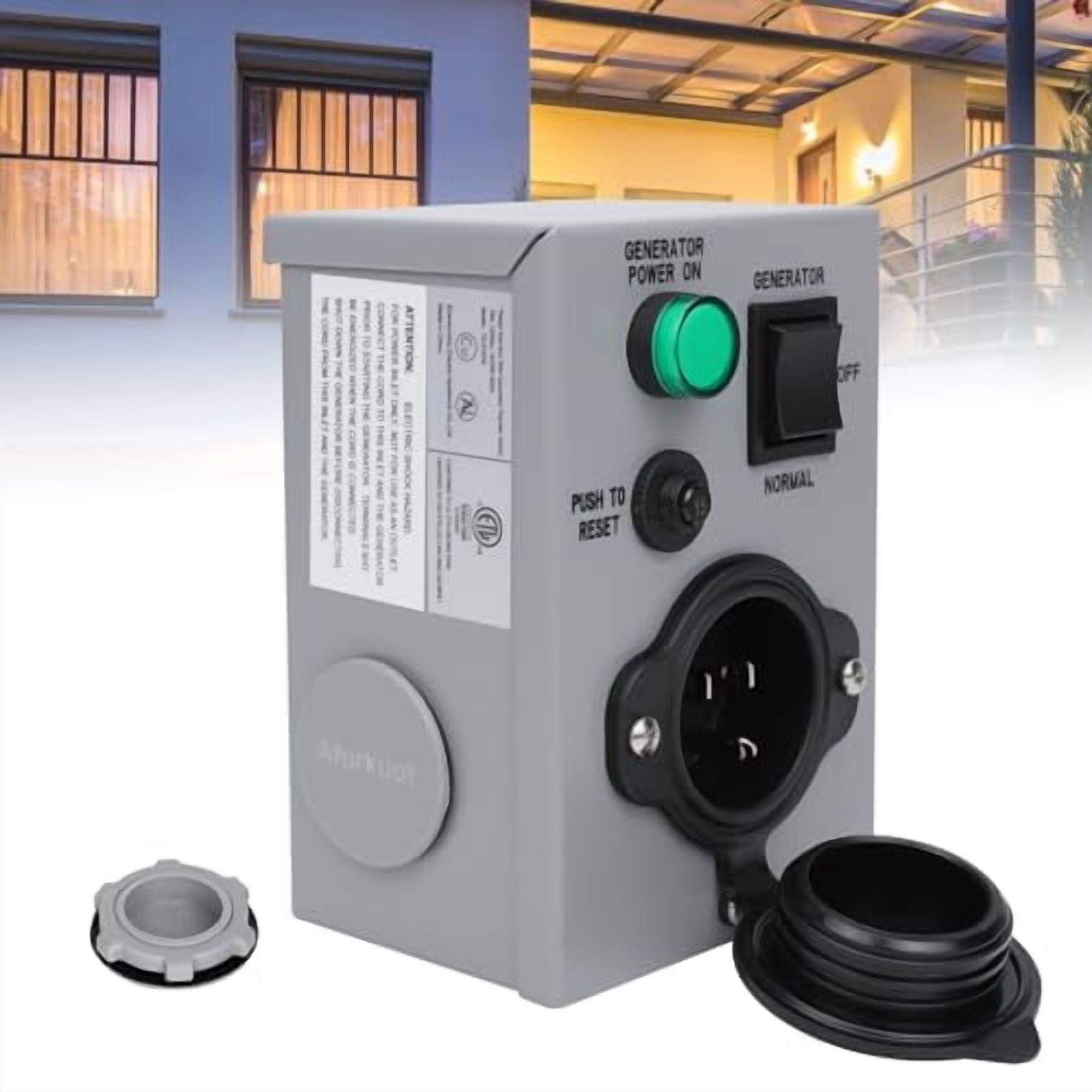 15 Amp Generator Transfer Switch, NEMA 5-15P Pre-Drilling Power Inlet ...