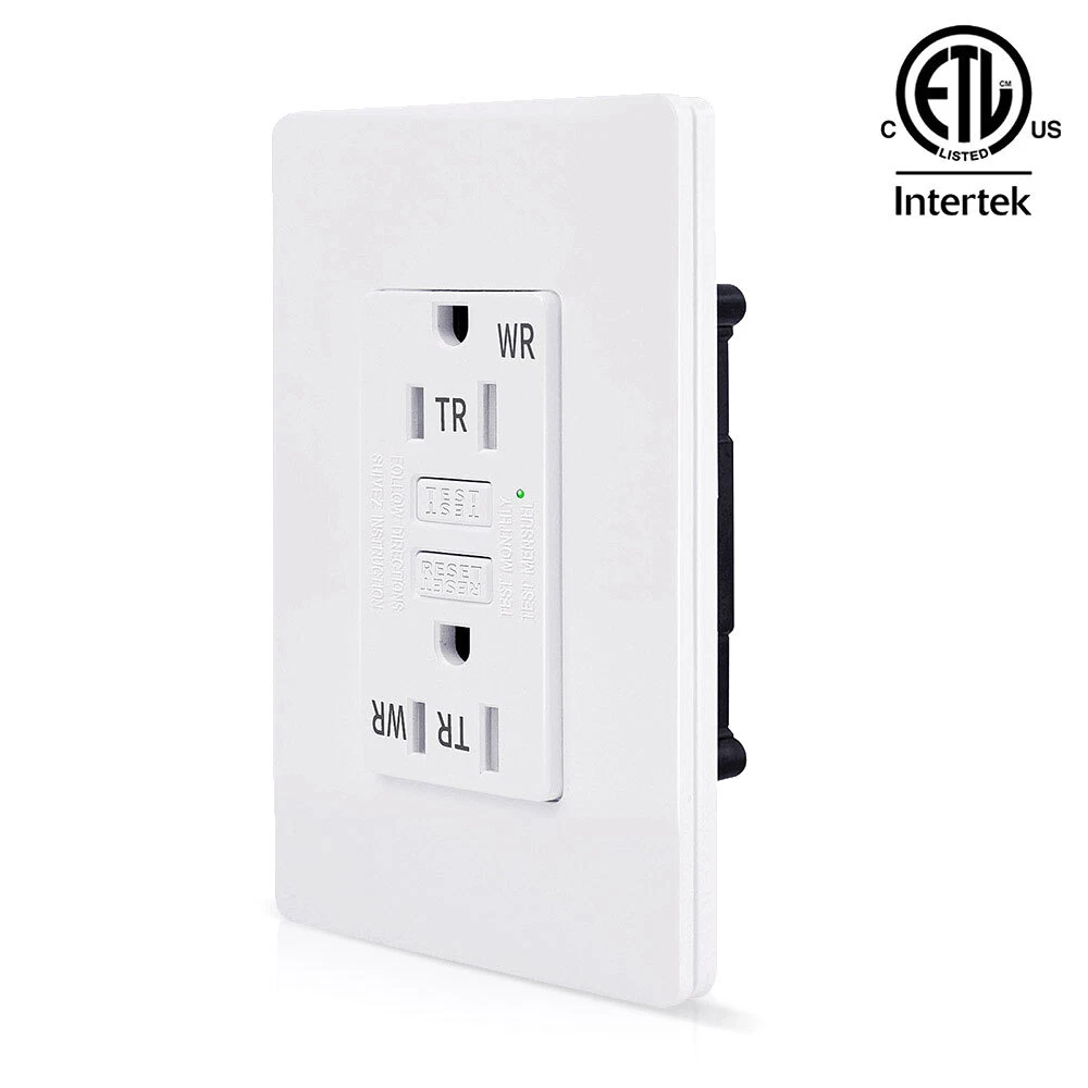 15 Amp Gfi Outlet Slim Duplex Receptacle Ground Fault Circuit ...