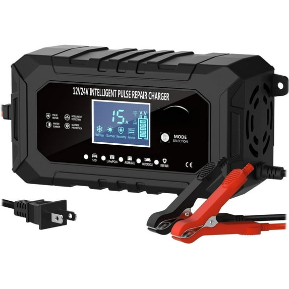 15-Amp LiFePO4 Trickle 12V 24V Fully-Automatic Chargers, Lead Acid ...
