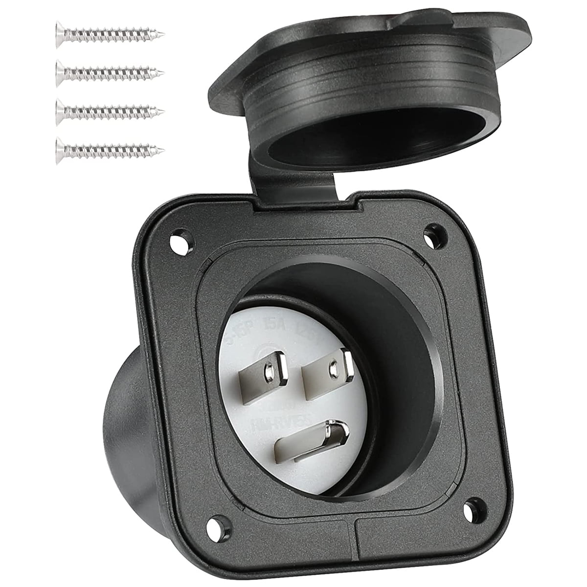 15 Amp Shore Power Inlet Plugs 125V Flange Inlet RV Power Outlet Socket ...