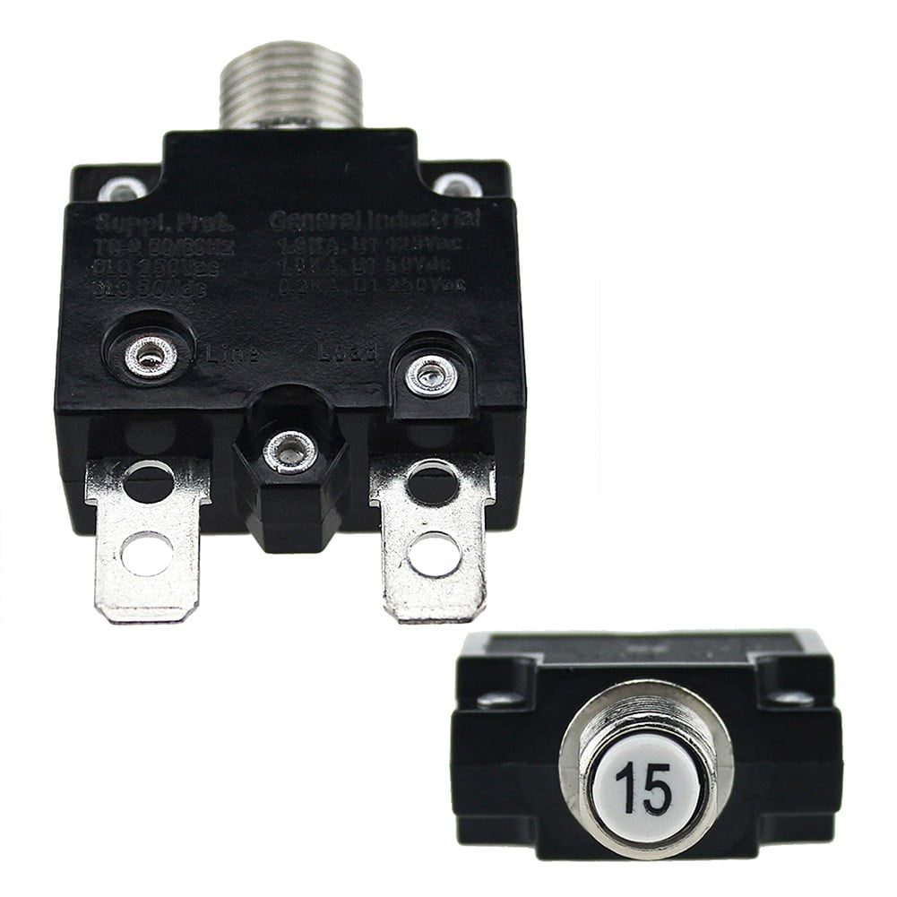 15 Amp Thermal Circuit Breaker AC DC 15a Push-to-Reset Motorhome ...