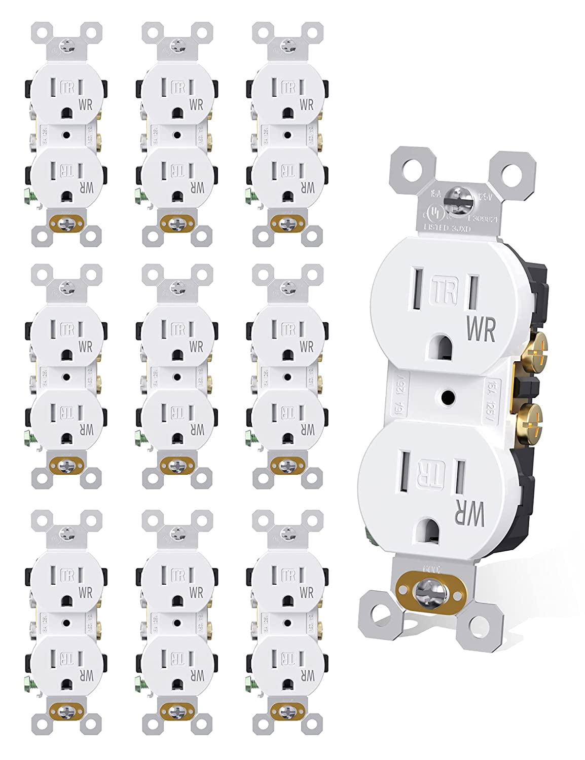 15 Amps Outlets Duplex Electrical Receptacle Outlets,Tamper Resistant & Weather Resistance ...