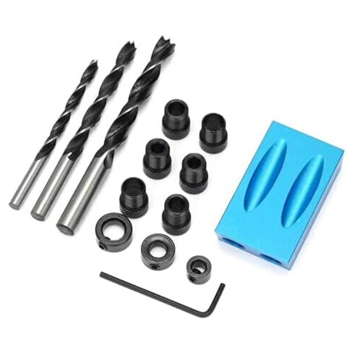 15 Angle Drill Bit Kit, 14 Pieces Pocket Hole Jig Kit, Wood Drilling ...