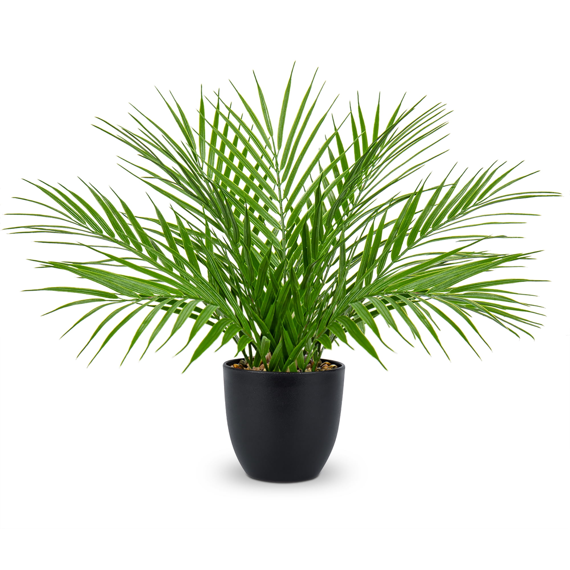 15"Artificial Palm Plant Real Touch Faux Tropical Palm Tree in Black ...
