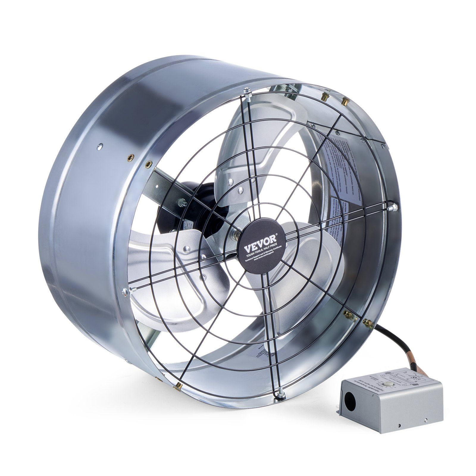 15" Attic Exhaust Fan 1300 CFM, Gable Mount Ventilator with Thermostat ...