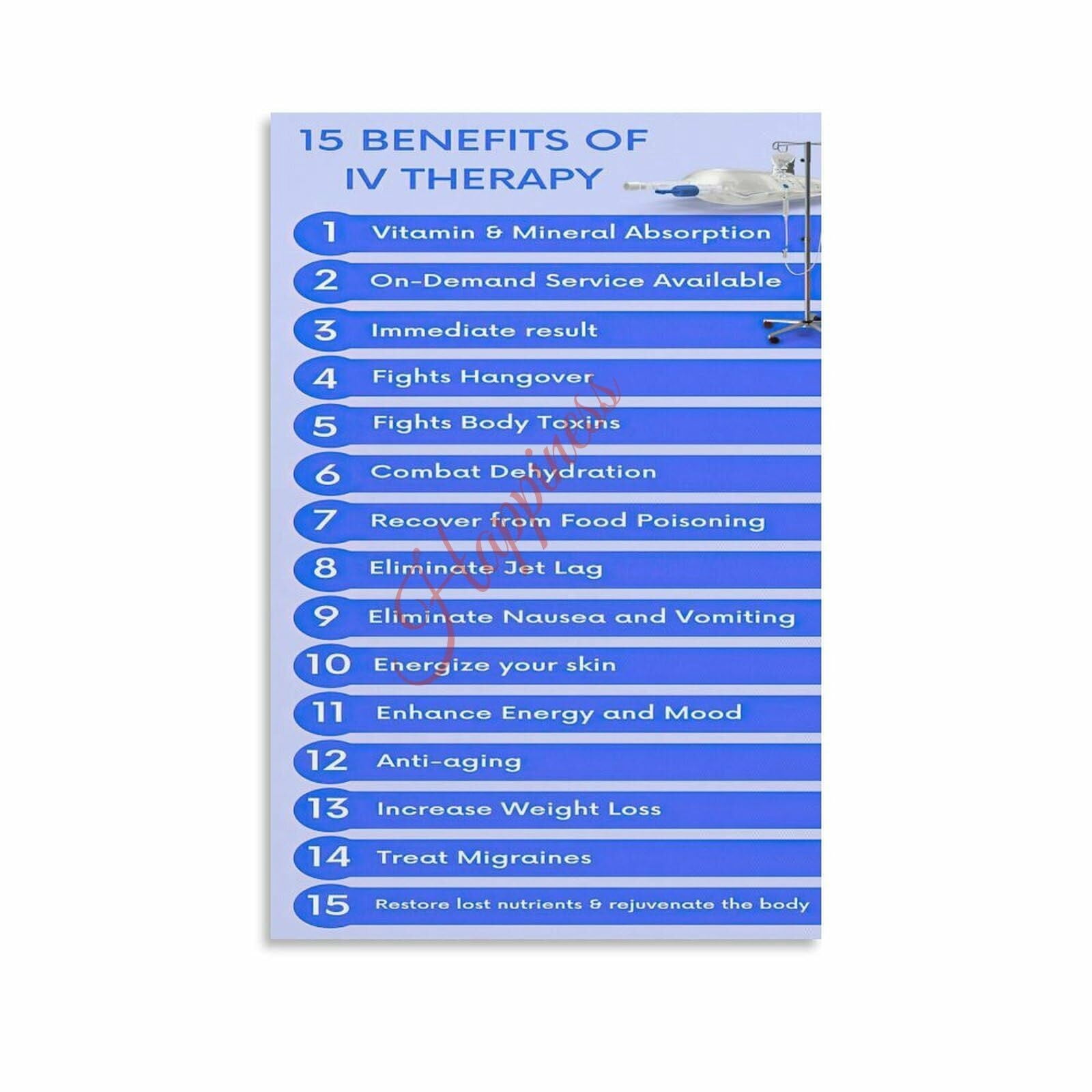 15 Benefits of IV Therapy Infographic Poster Canvas for Living Room ...