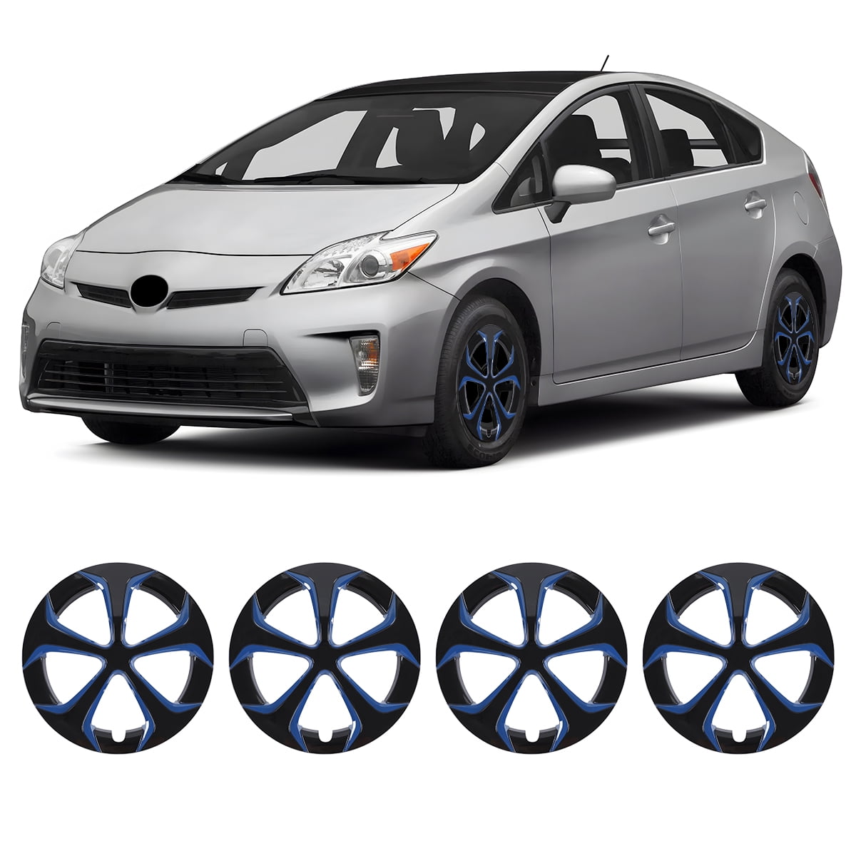 15" Black Lacquer & Blue Lacquer Hubcaps for Toyota Prius 2010 2011 ...
