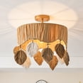 15" Boho 4-Light Semi-Flush Mount Ceiling Light with Macrame Tassels ...