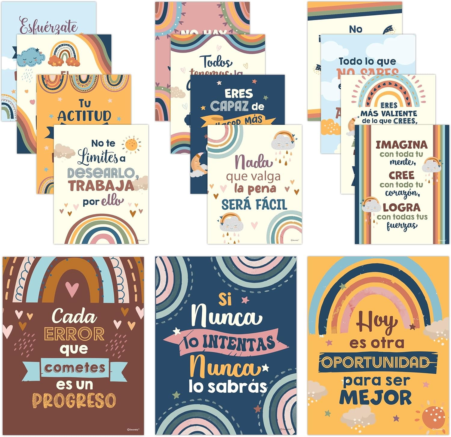 15 Boho Rainbow Motivational Spanish Classroom Posters, 11x14in Matte ...