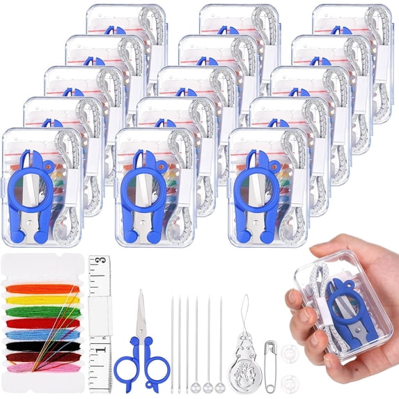 15 Boxes Mini Sewing Kit Travel Small Emergency Sewing Kit Quick Fix ...