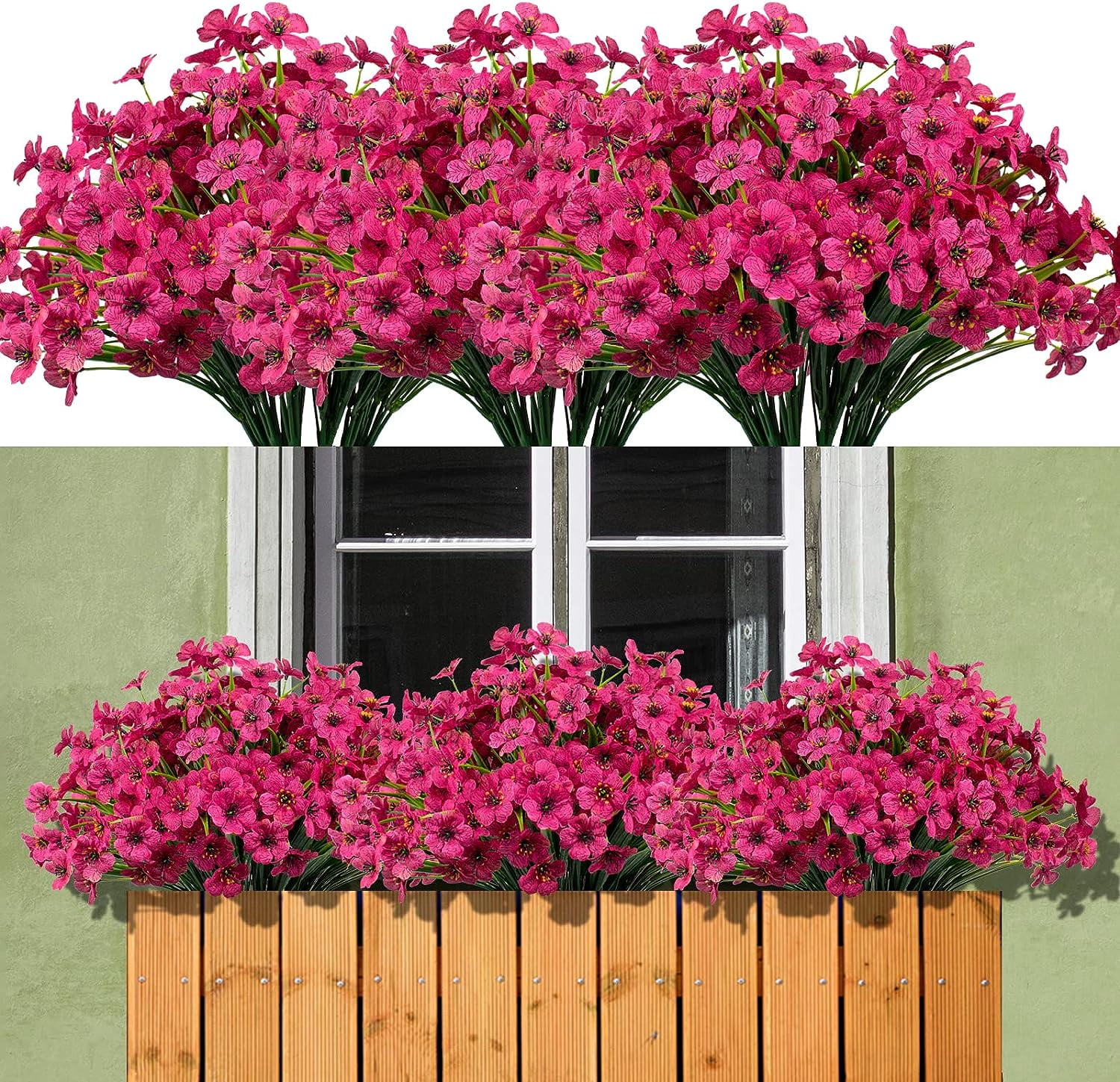 15 Bundles Artificial Flowers Outdoor UV Resistant Fake Silk Plants ...