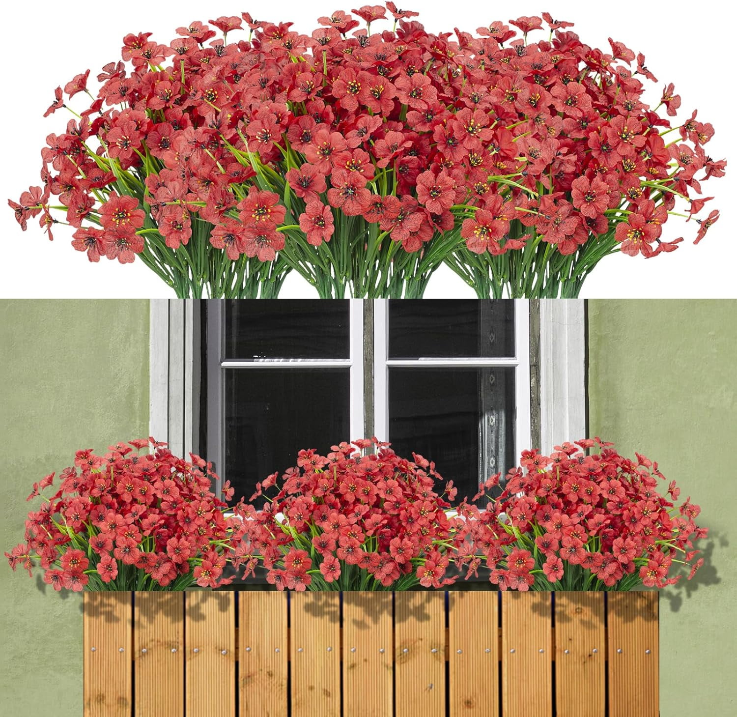 15 Bundles Artificial Flowers Outdoor UV Resistant Fake Silk Plants ...