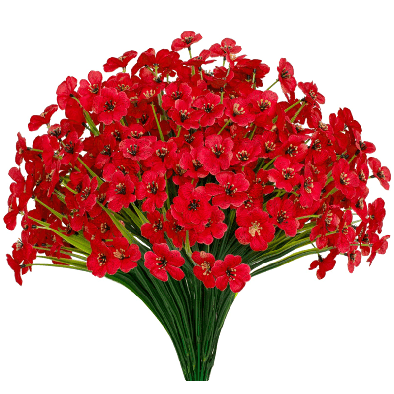 15 Bundles Artificial Flowers UV Resistant Outdoor Plants No Fade Faux ...