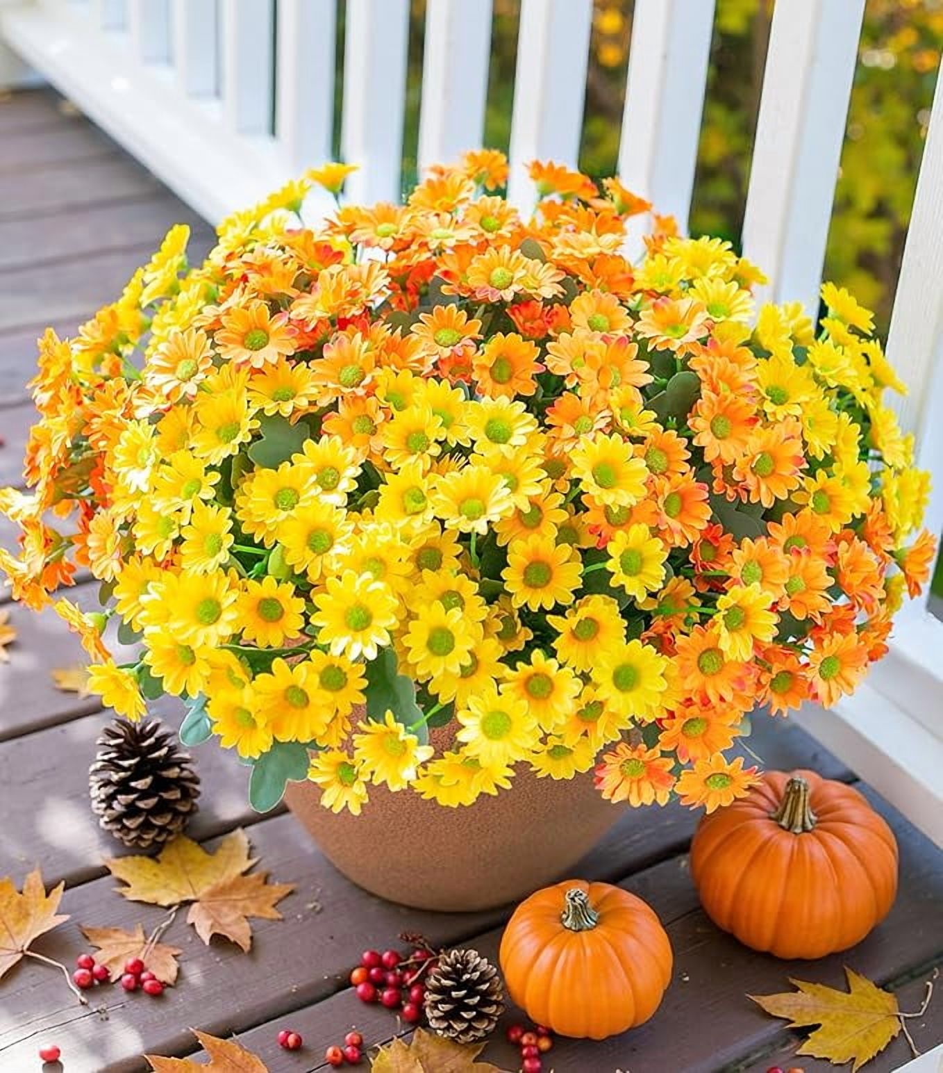 15 Bundles Fall Artificial Flowers for Outdoor, Autumn UV Resistant ...