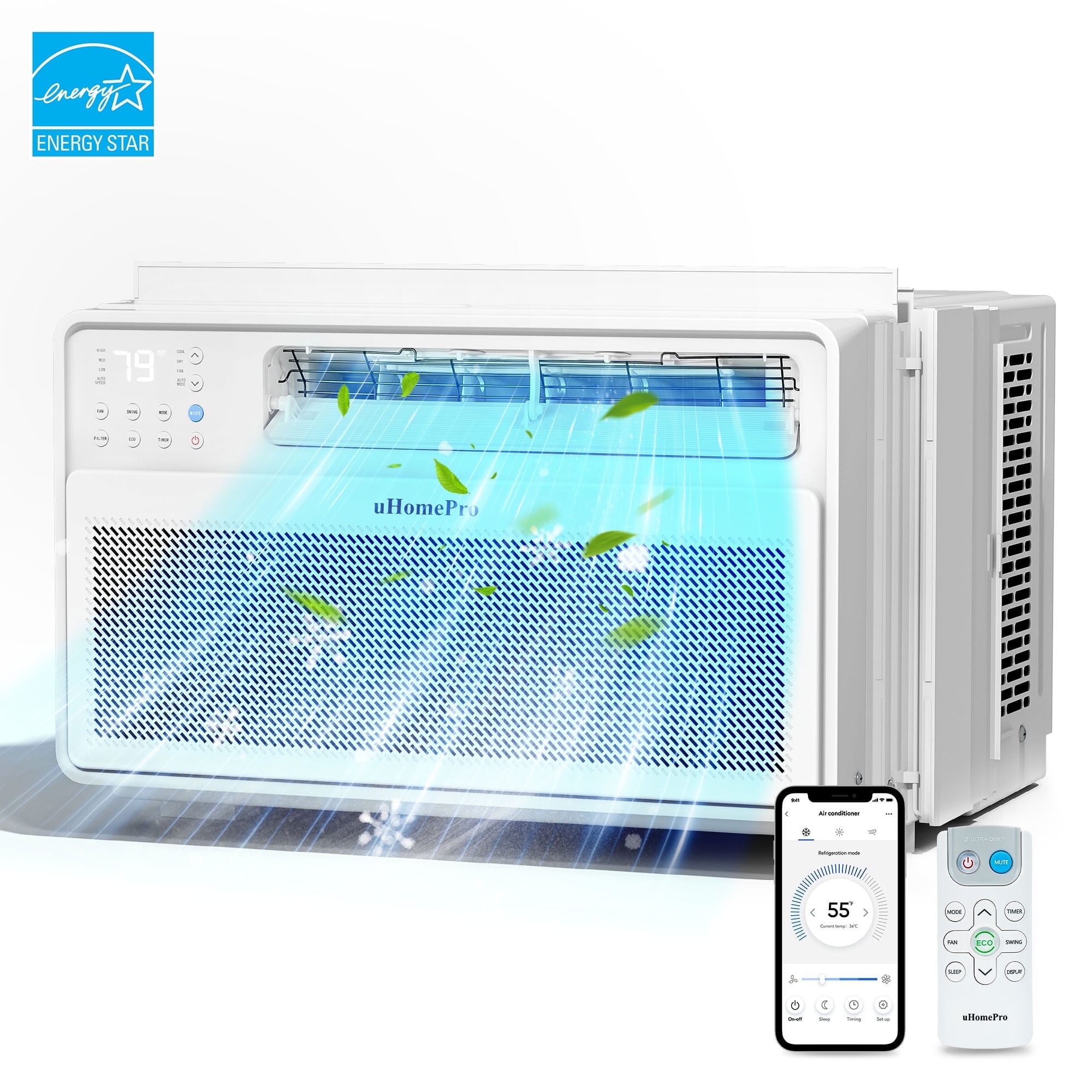 15-SEER Energy Star Window Air Conditioner, 8000BTU Window AC Unit for ...