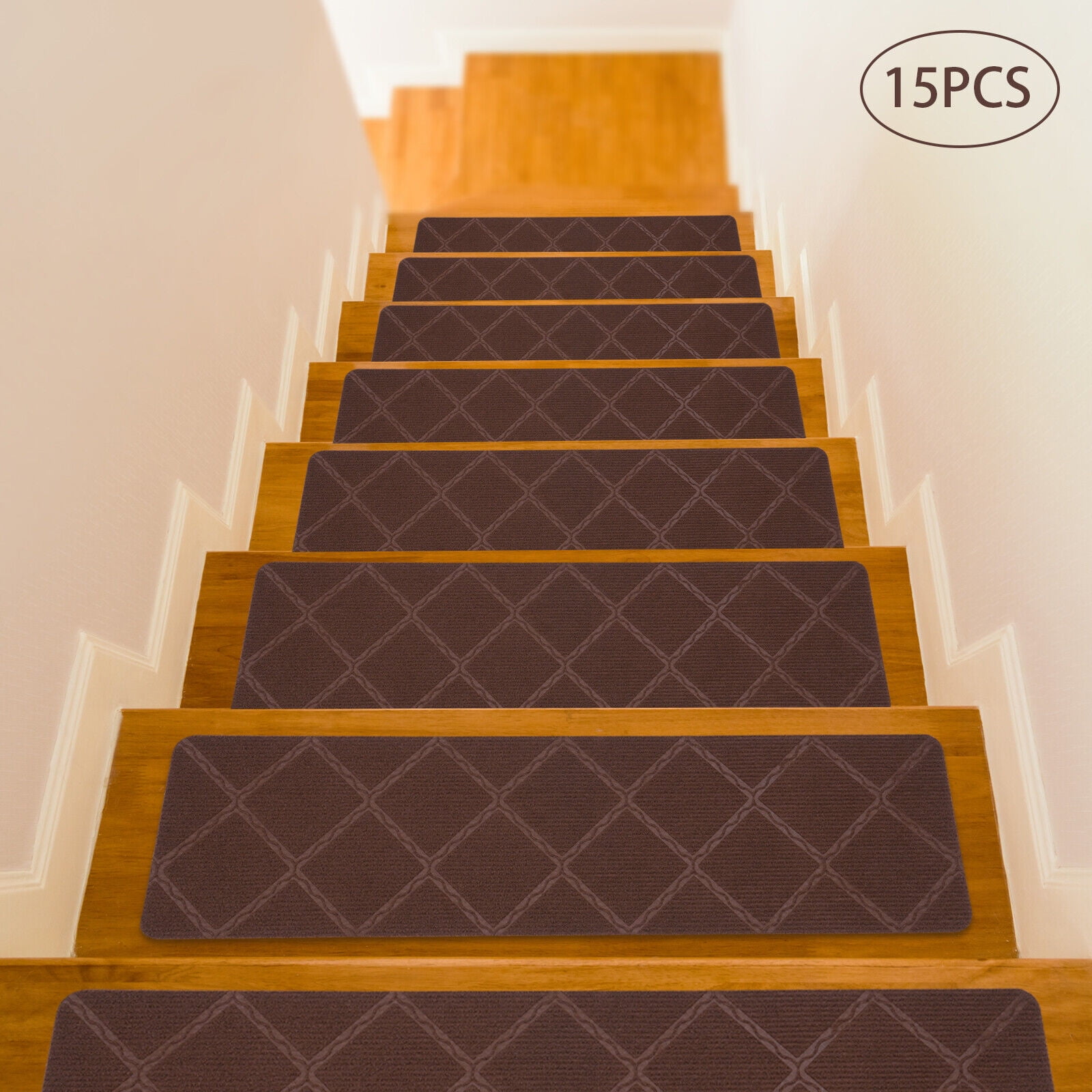 15*Carpet Stair Treads Anti Slip Stair Mats for Wooden Steps Rugs 30 ...