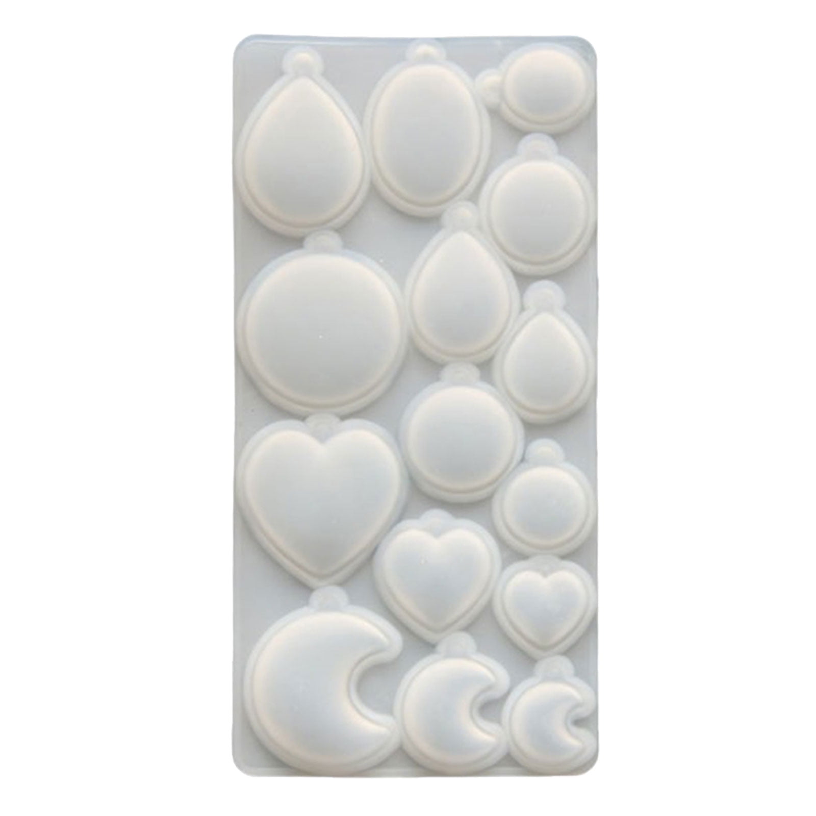 15 Cavities Jewelry Pendant Silicone Molds For Resin Art Heart Oval ...