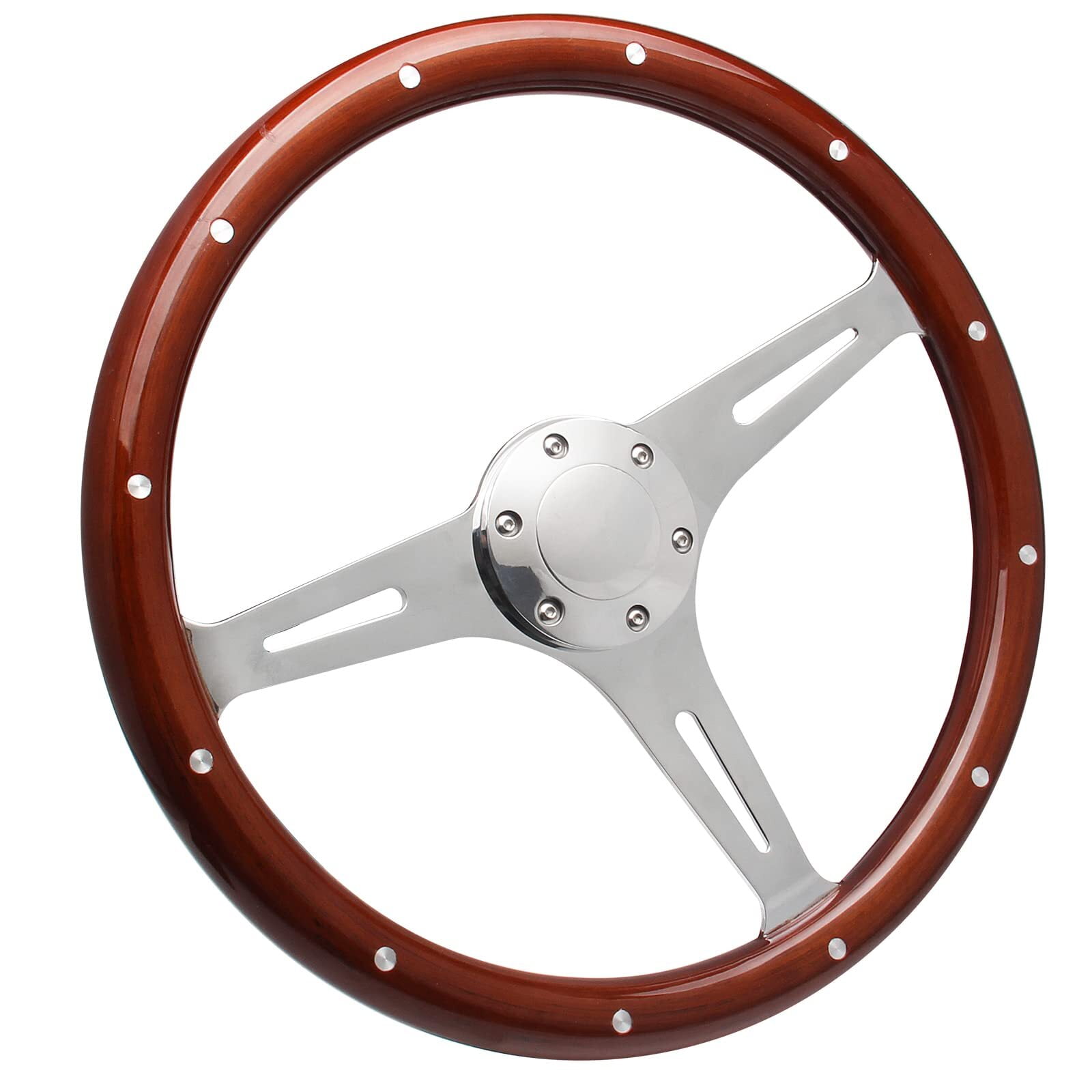 15" Classic Wood Grain Steering Wheel Riveted Light Wood Grip Universal ...