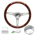 15" Classic Wood Grain Steering Wheel Riveted Light Wood Grip Universal ...