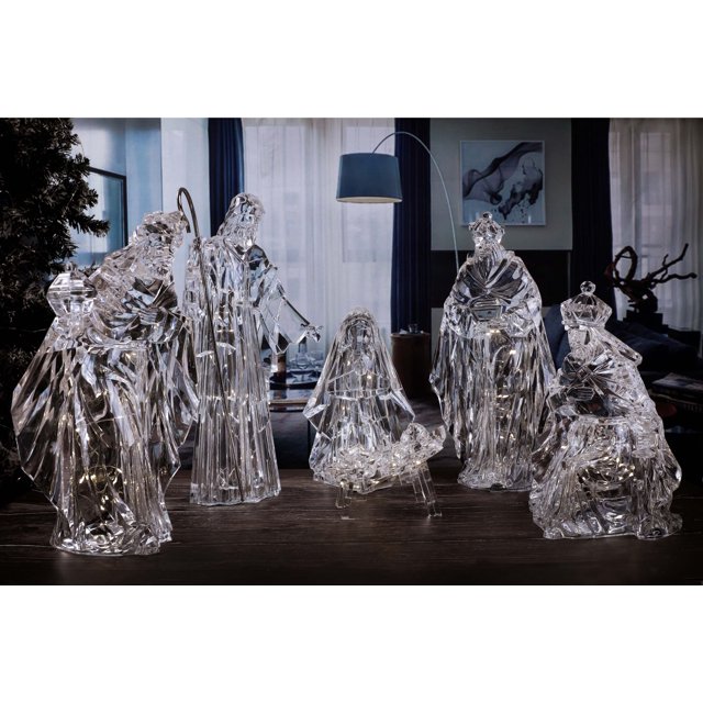 15" Clear Christmas Contemporary String LED Nativity Set - Walmart.com