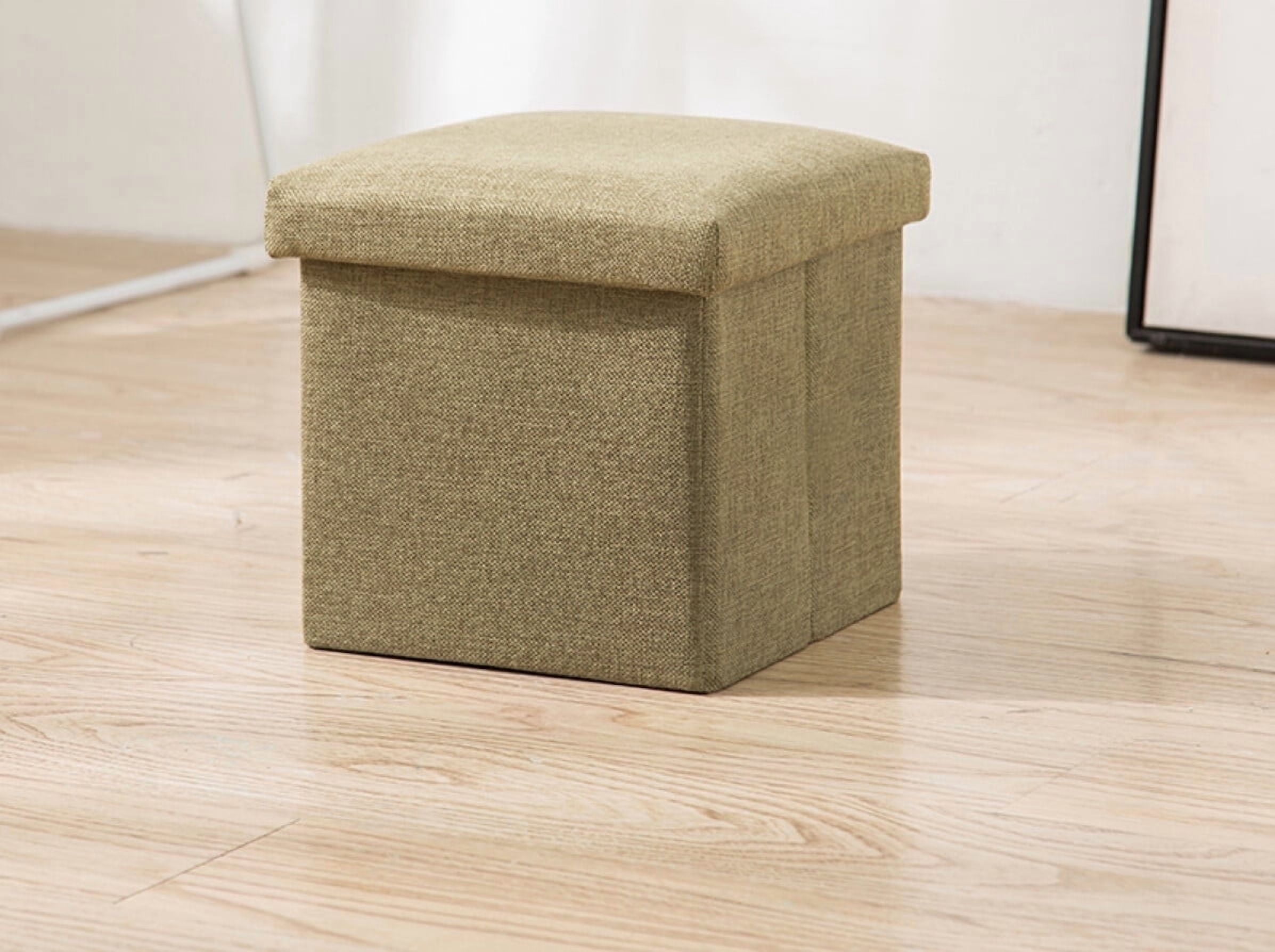 15" Collapsible Storage Ottomans, Square Space-Saving Storage Stool ...