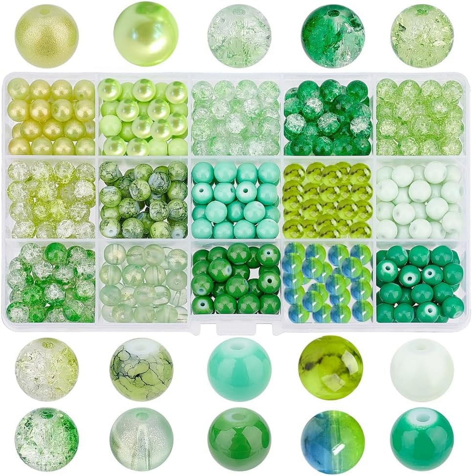 15 Color Green Glass Beads for Jewelry Making 300pcs 8mm St Patrick Day ...