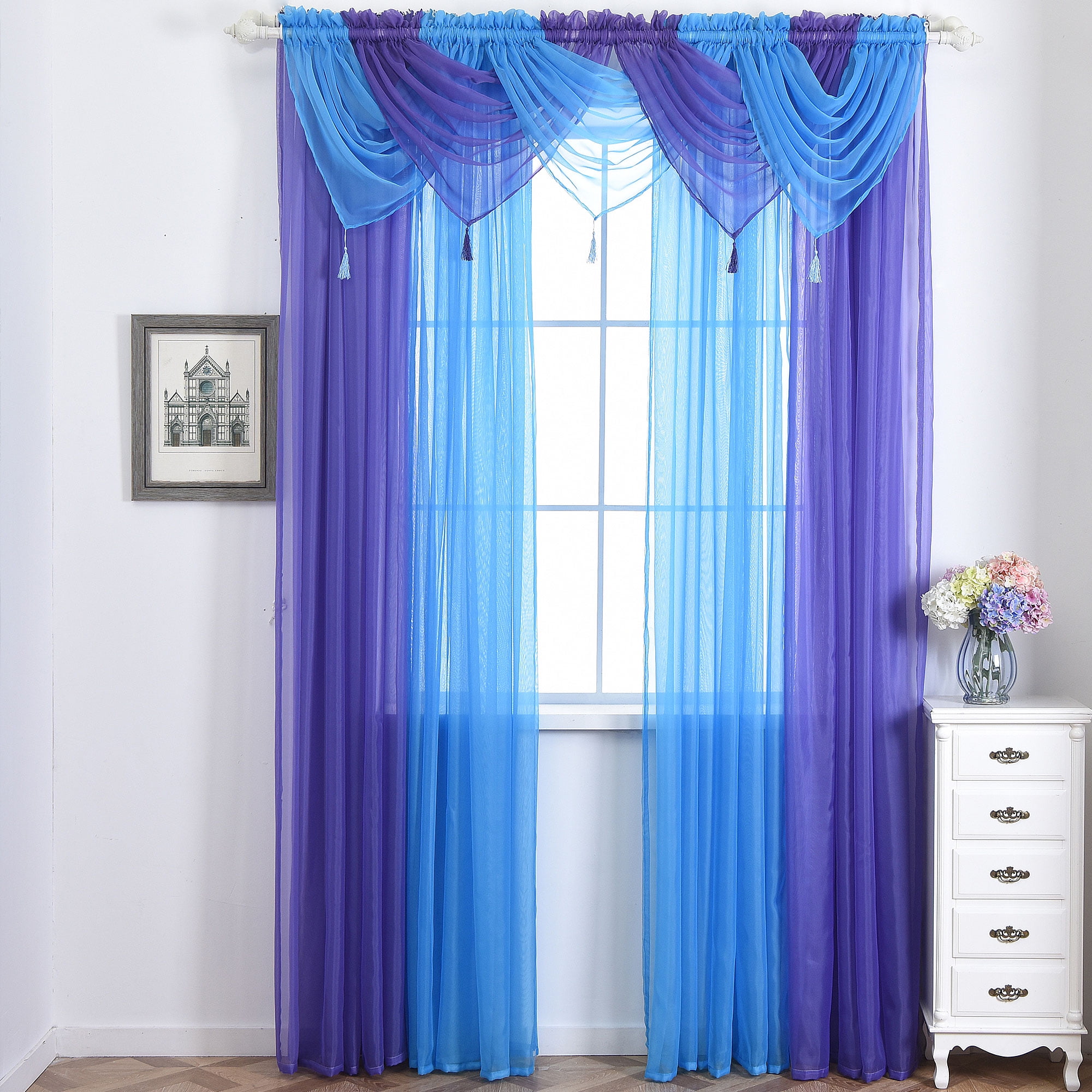 15 Color Solid Sheer Voile Net Curtains/Drape/Panel/Scarf/Valance, Swag ...