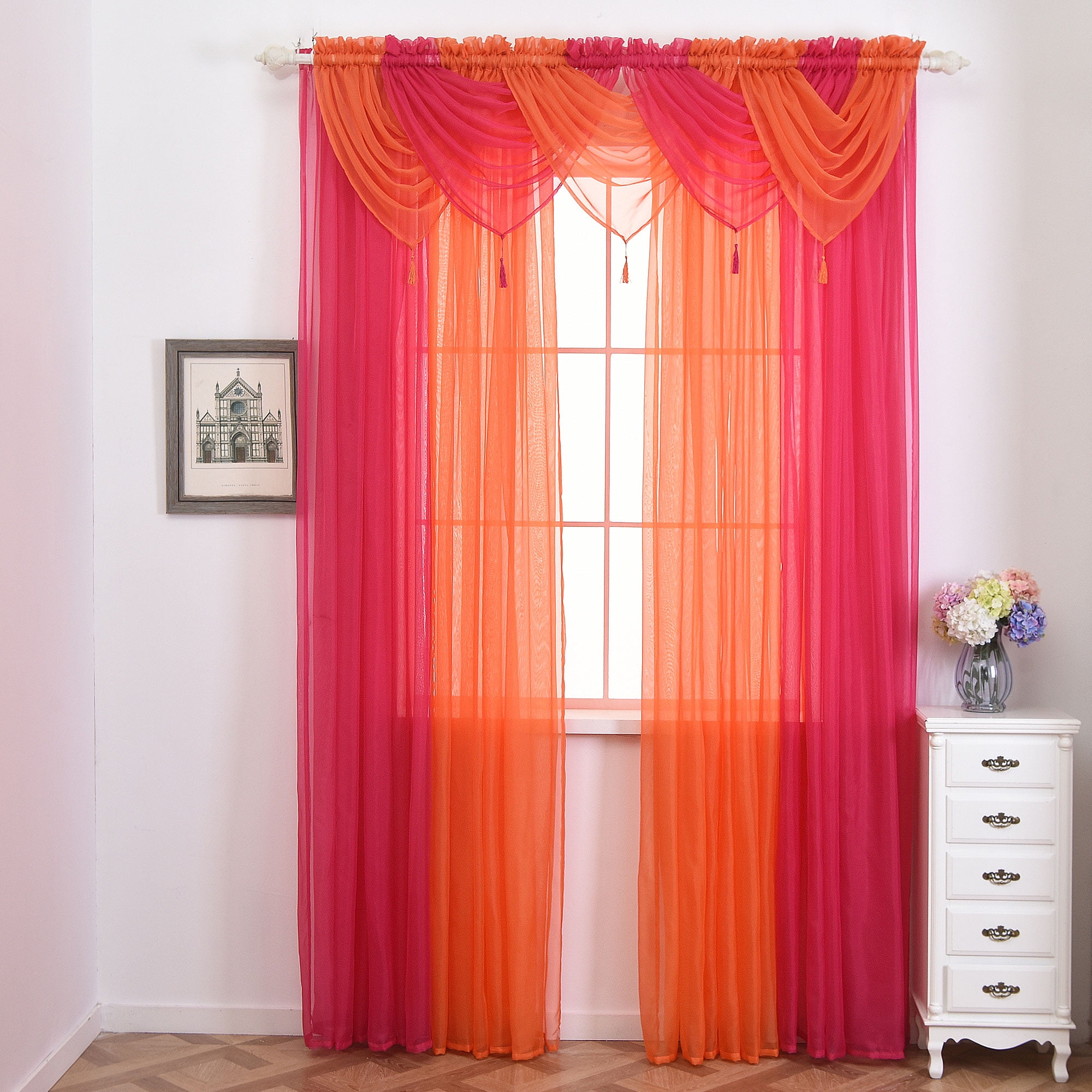 15 Color Solid Sheer Voile Net Curtains/Drape/Panel/Scarf/Valance, Swag ...