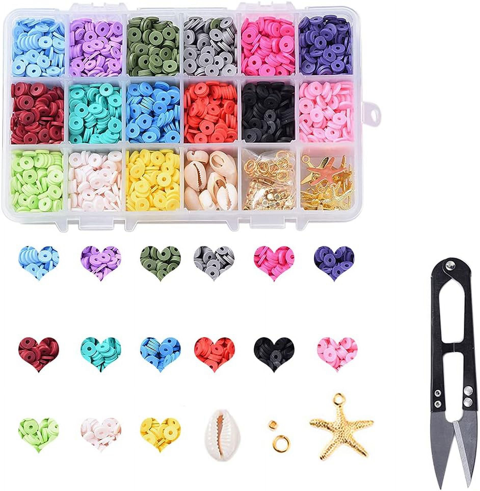 15 Colors 6mm Polymer Clay Heishi Beads Disc Flat Round Brass Spacer ...