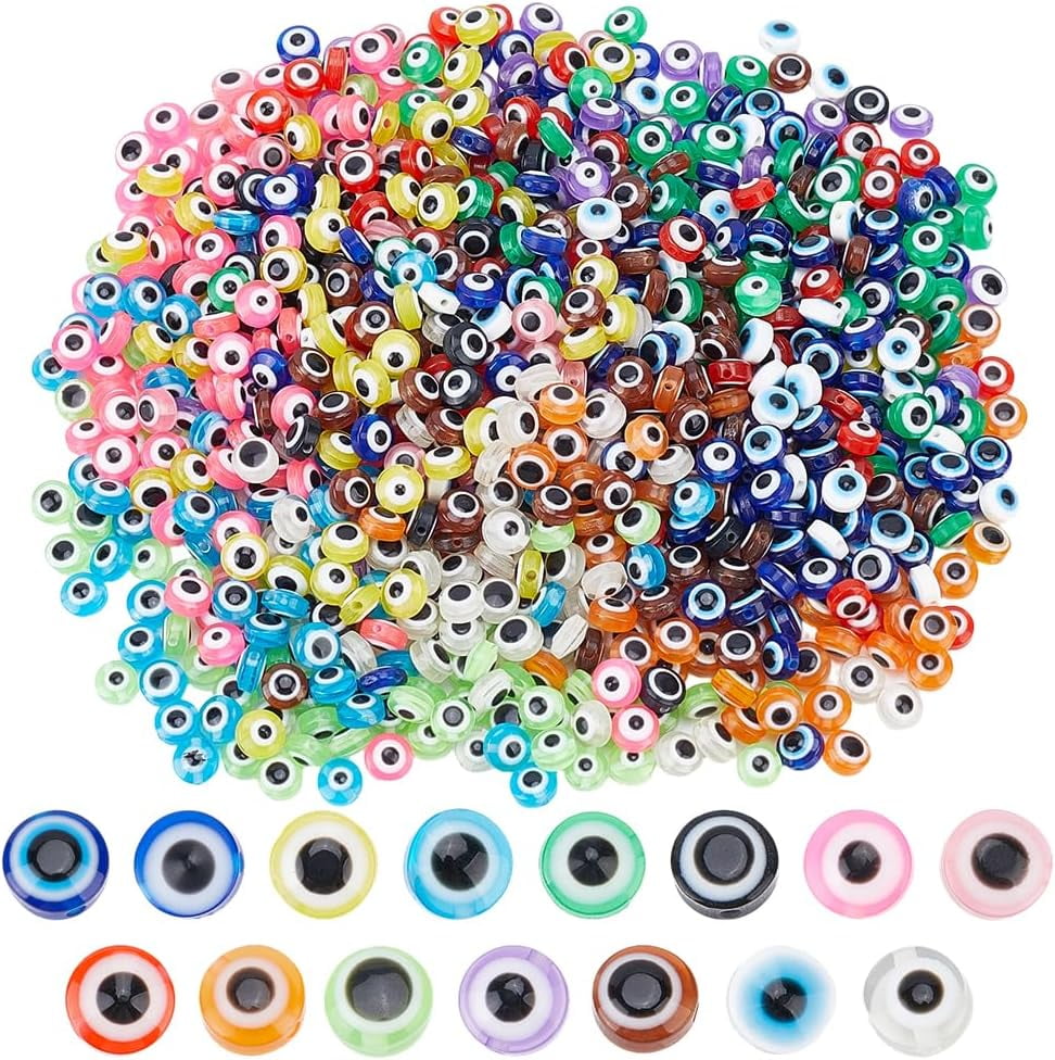 15 Colors 900PCS Turkish Beads with Holes Resin Flat Round Colorful ...