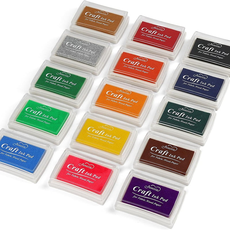 15 Colors Craft Ink Pads, Washable Finger Stamp Pad for Kids DIY, Paper ...