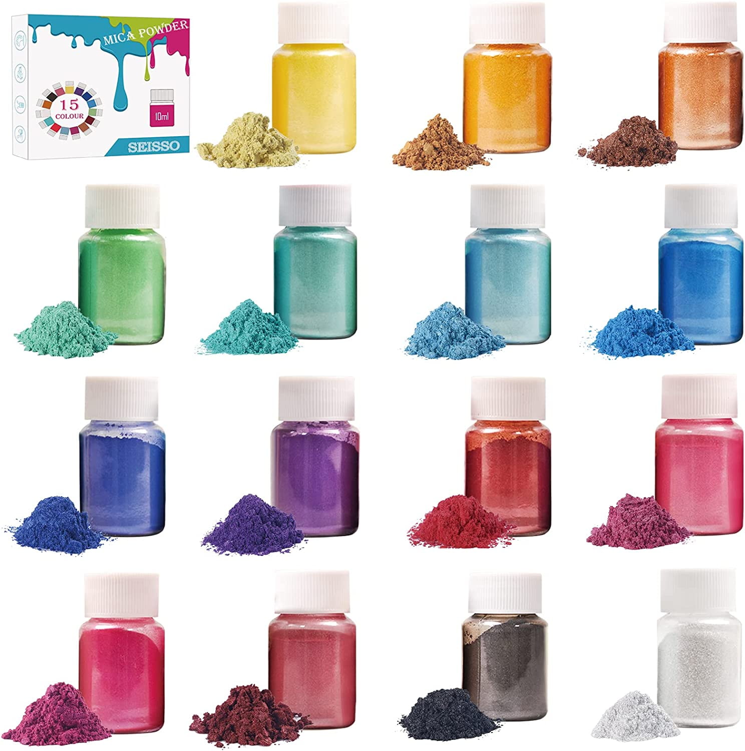 15 Colors Mica Powder Epoxy Resin Colorant Dye Slime Pigment for Resin ...