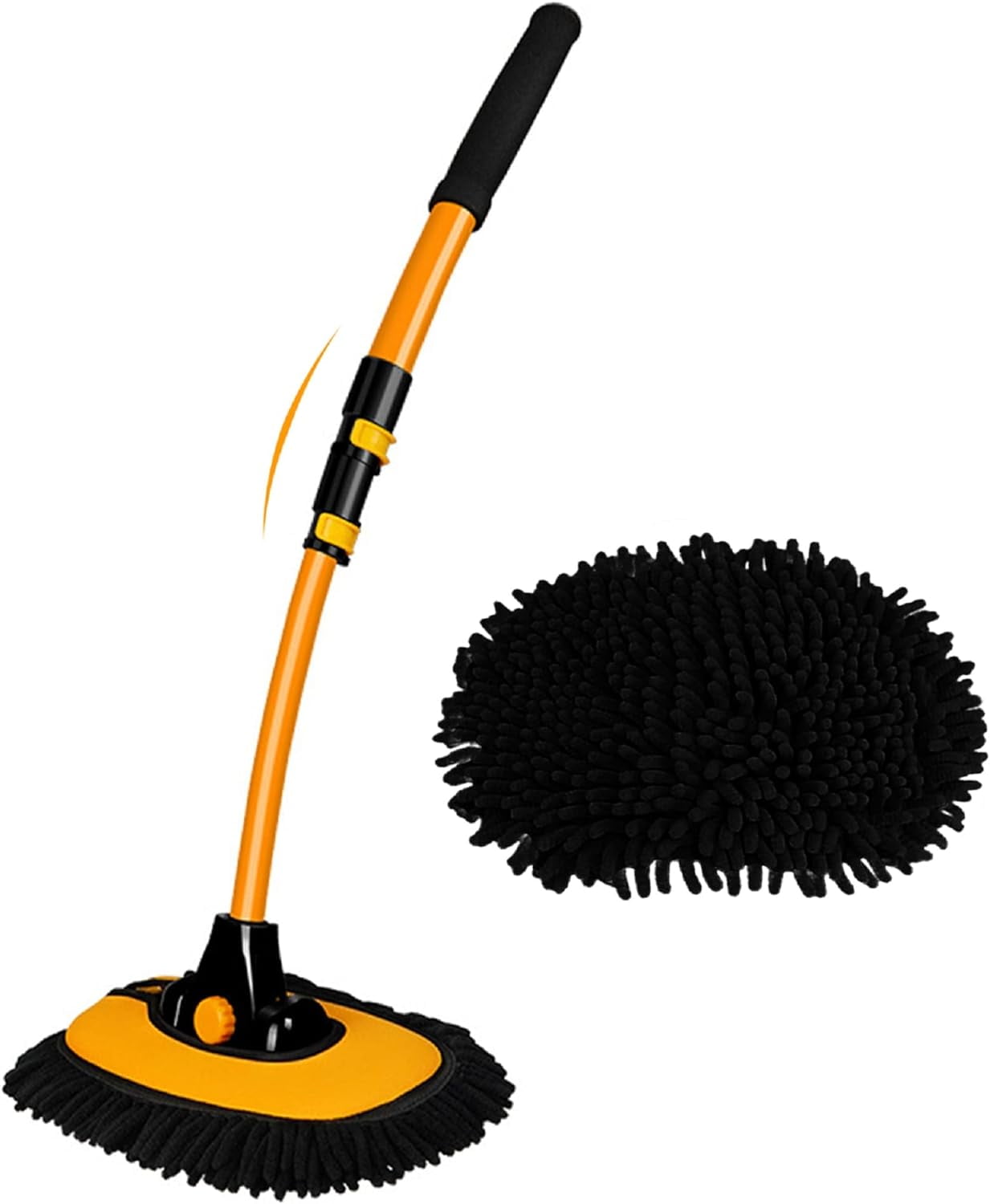 15°Curved Car Cleaning Brush with Telescopic Handle 43"Aluminum Alloy ...