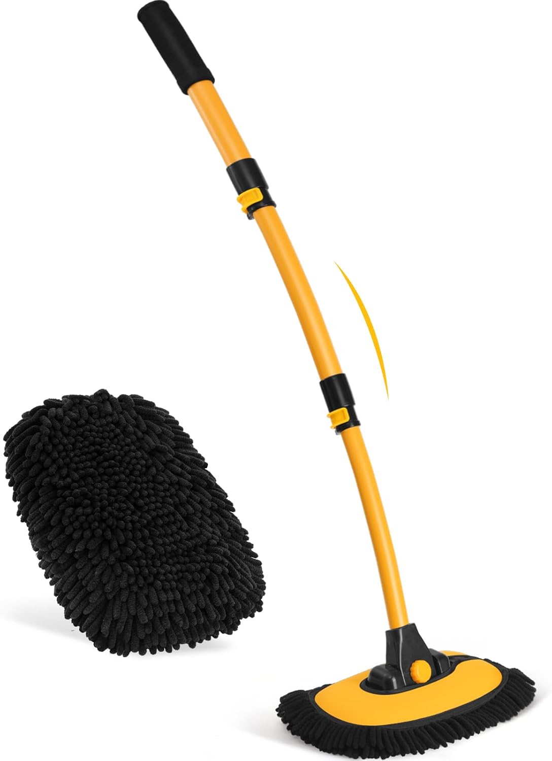15°Curved Car Wash Brush with Long Handle, 43" Car Cleaning Brush with ...