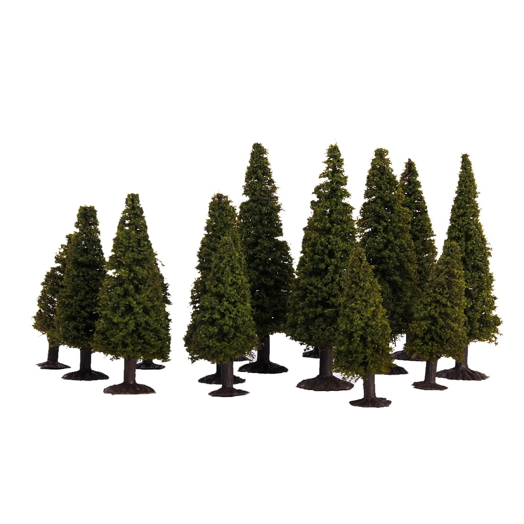 15 Dark Green Model Cedar Tree Train Railway Park Diorama Scenery N ...