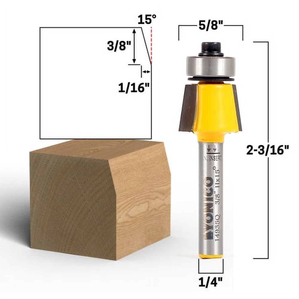 45 Degree Bevel Edge Forming Router Bit - 1/4" Shank - Yonico 13915q ...